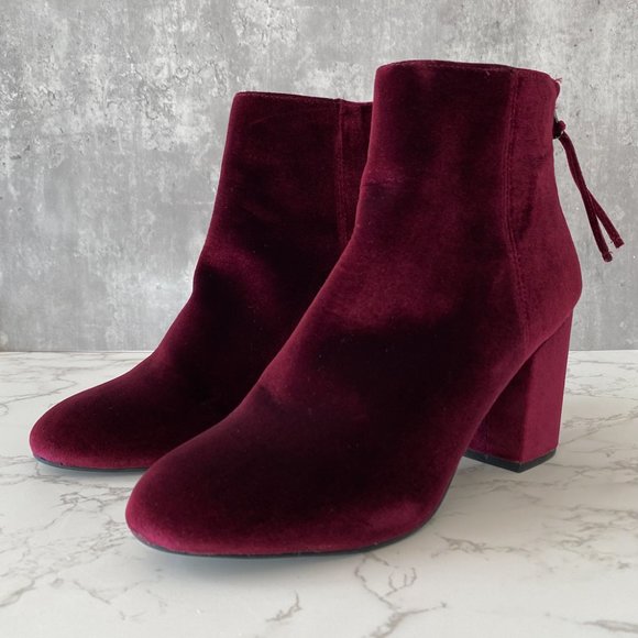 Steve Madden | Shoes | Steve Madden Velour Burgandy Booties | Poshmark